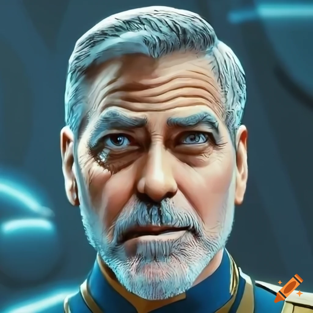 George Clooney as a Star Trek character in holographic message on Craiyon