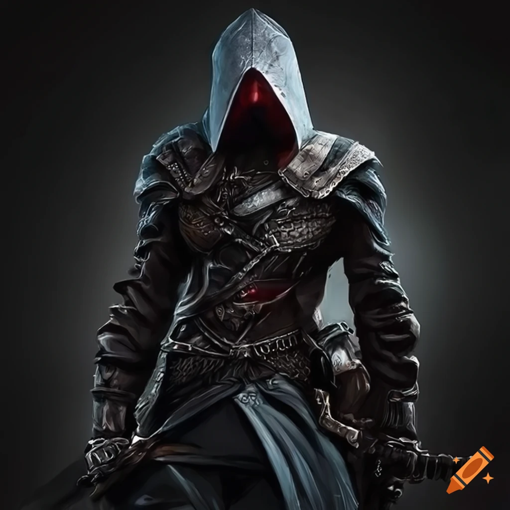 Depiction of an assassin holding a dagger