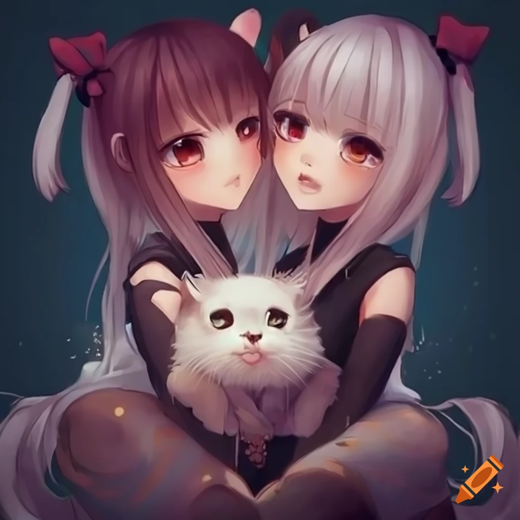 Detailed illustration of a panda and a cat sitting together