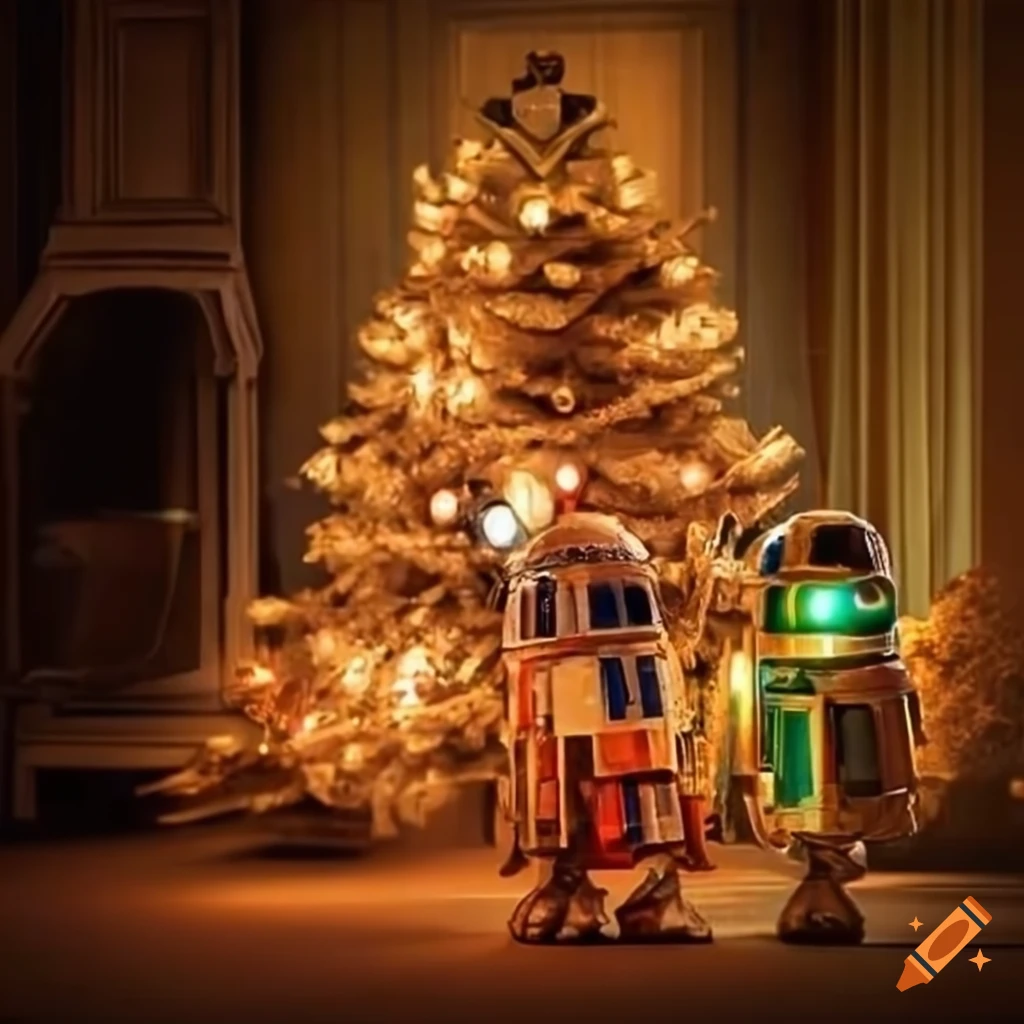 Christmas tree with star wars droid decorations