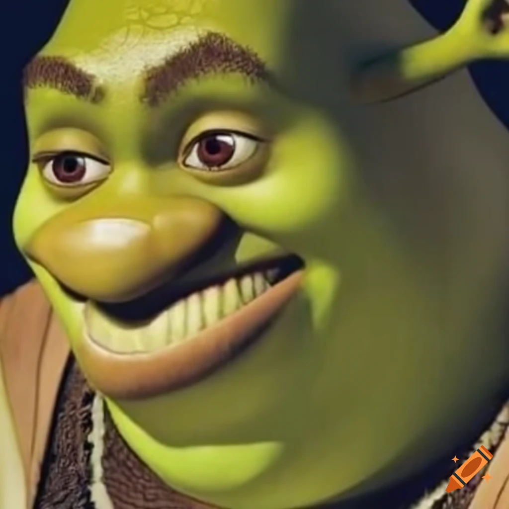 Cartoon depiction of shrek with a muslim attire