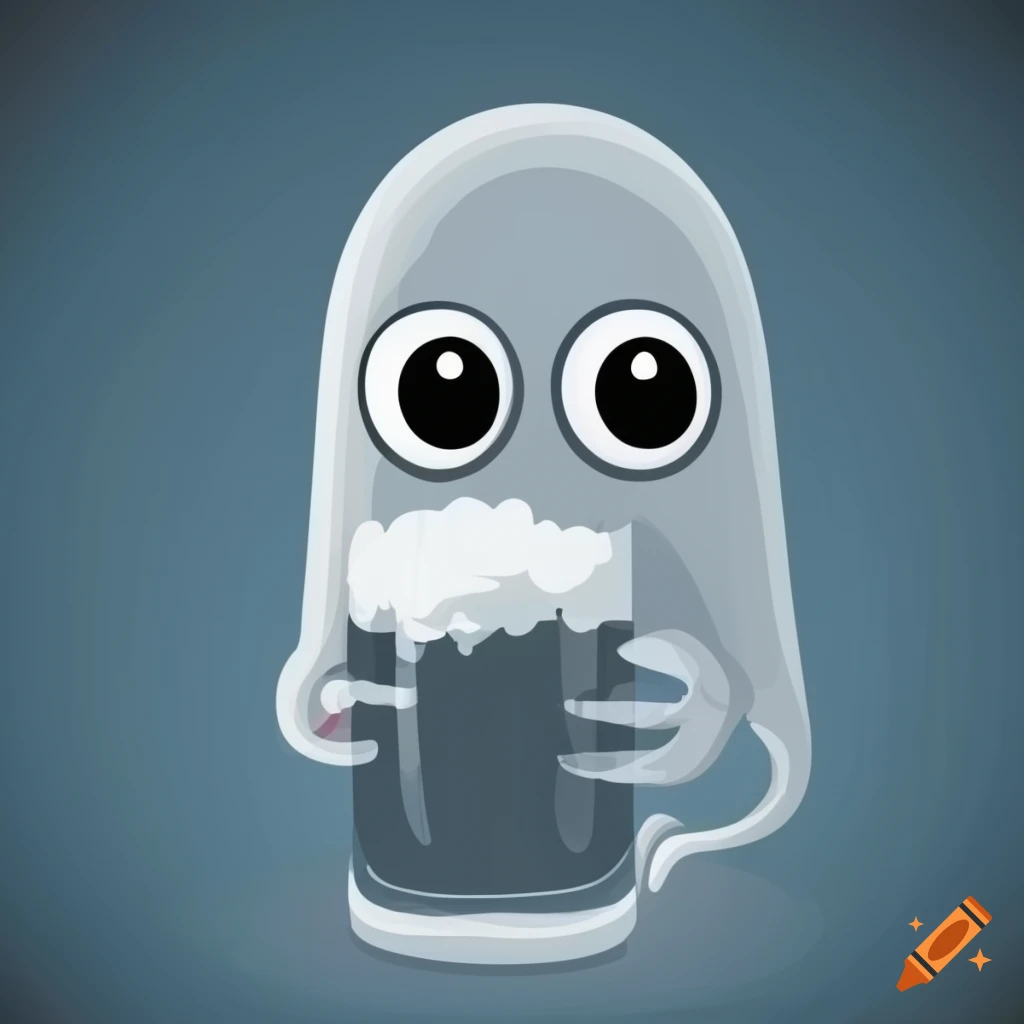 Cartoon ghost holding a beer on Craiyon