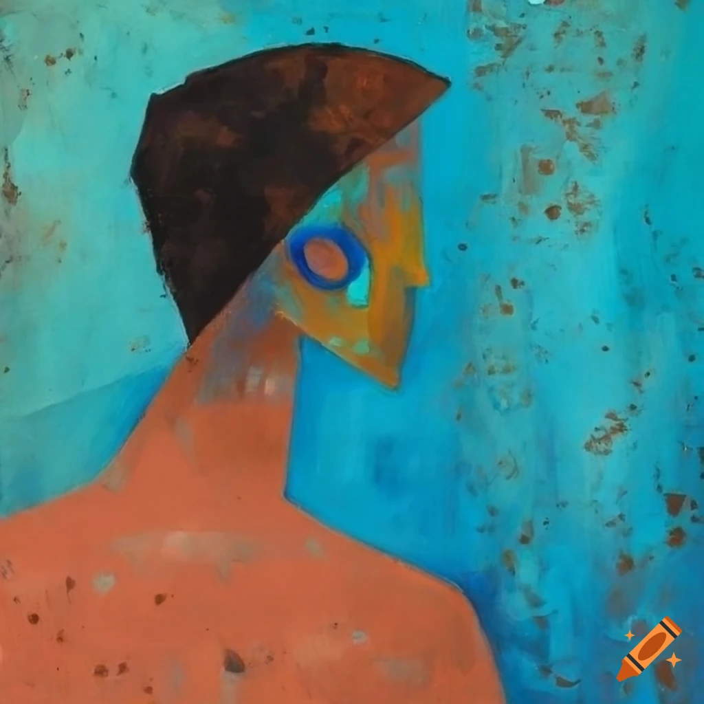 Cubism painting of a man in profile