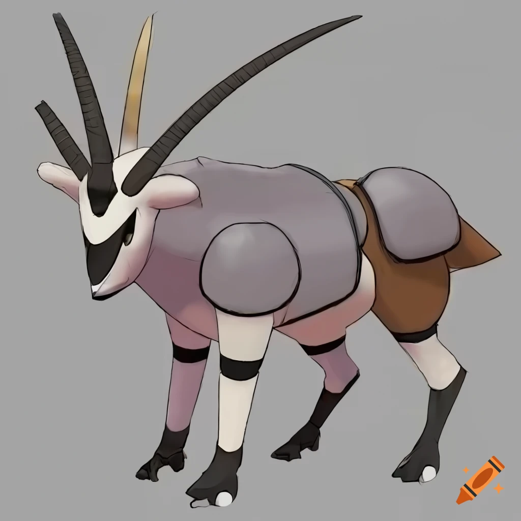 Illustration of an armored oryx pokemon