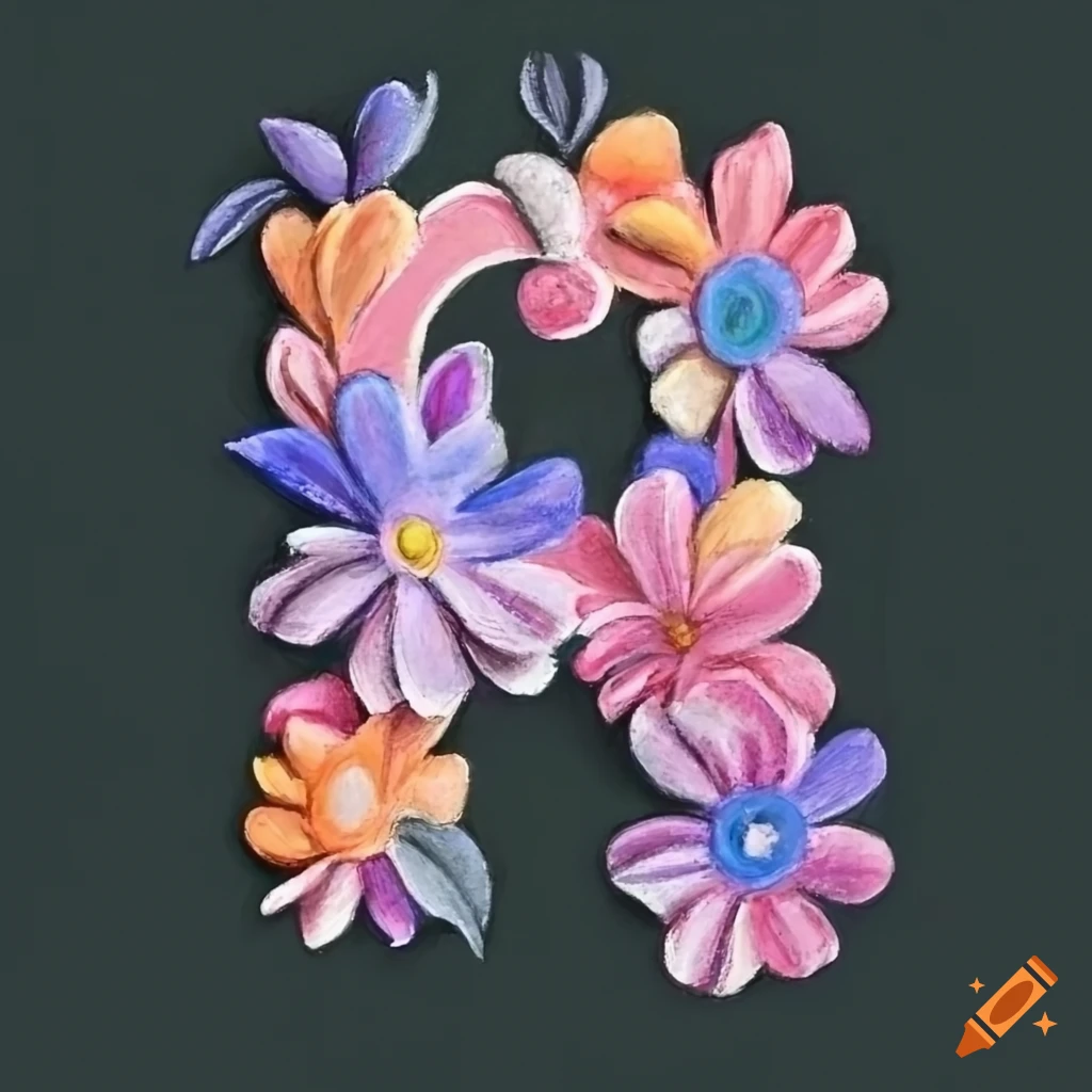 Pastel drawing of a flower letter "s"