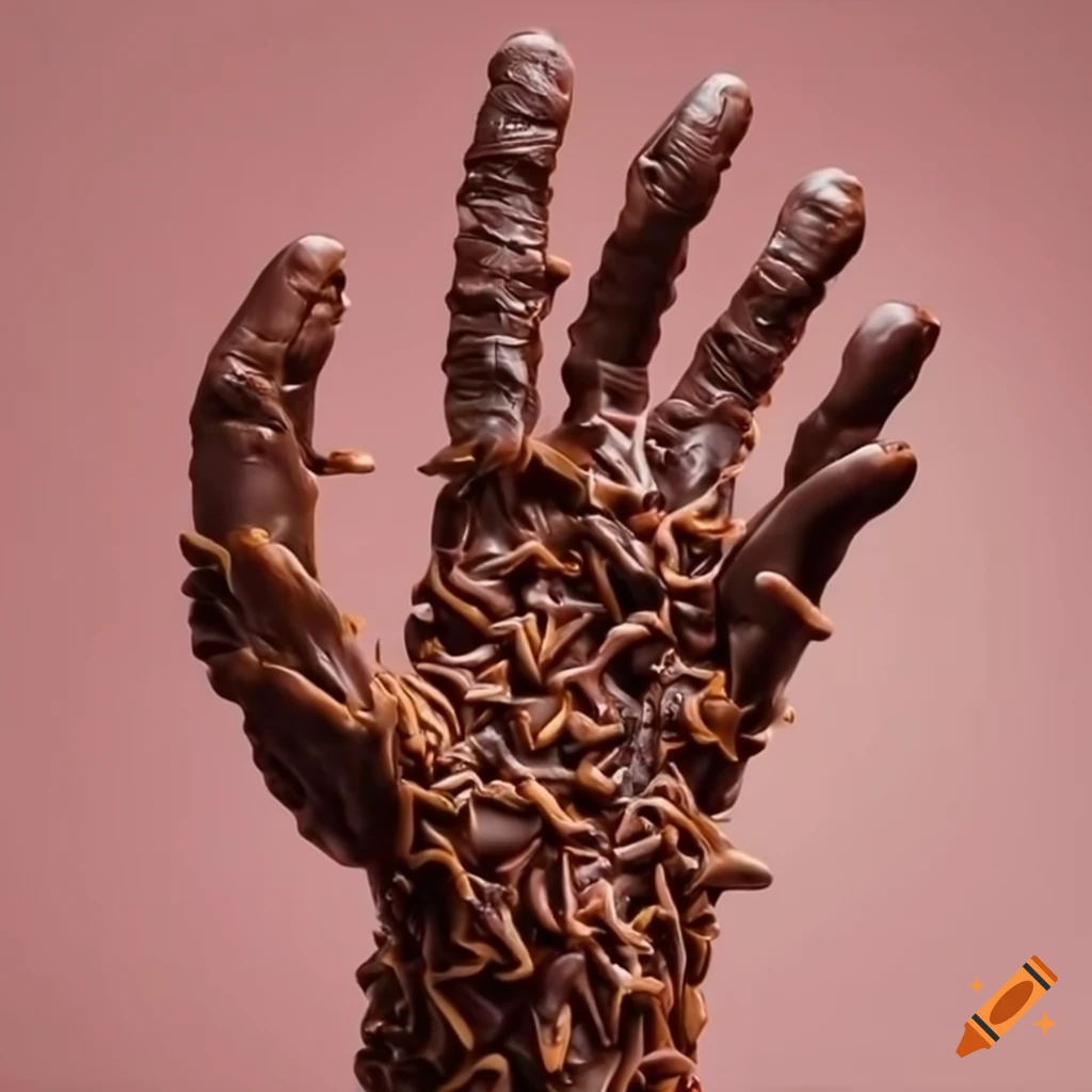 Chocolate sculpture of hands