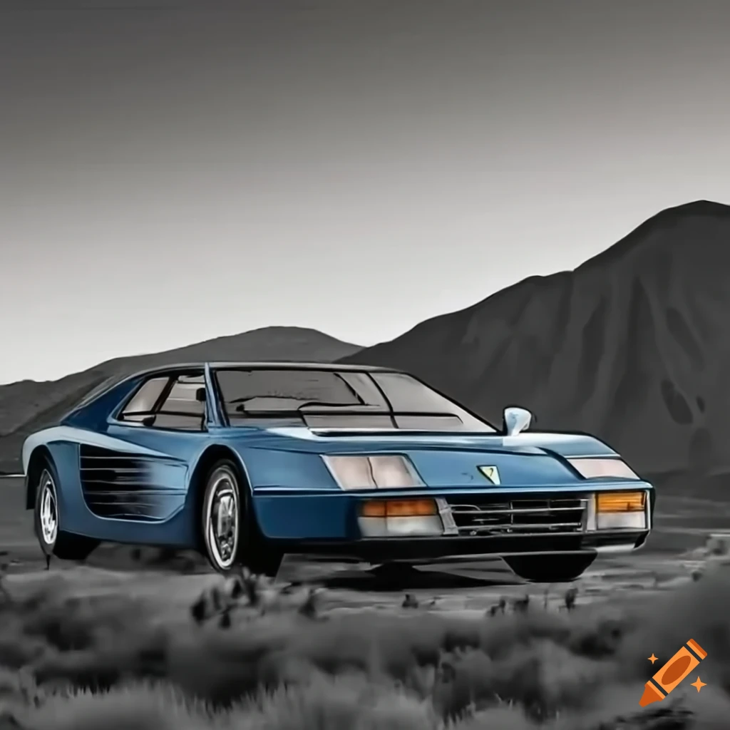 1985 ferrari testarossa F110 in Yucca Valley, California on Craiyon
