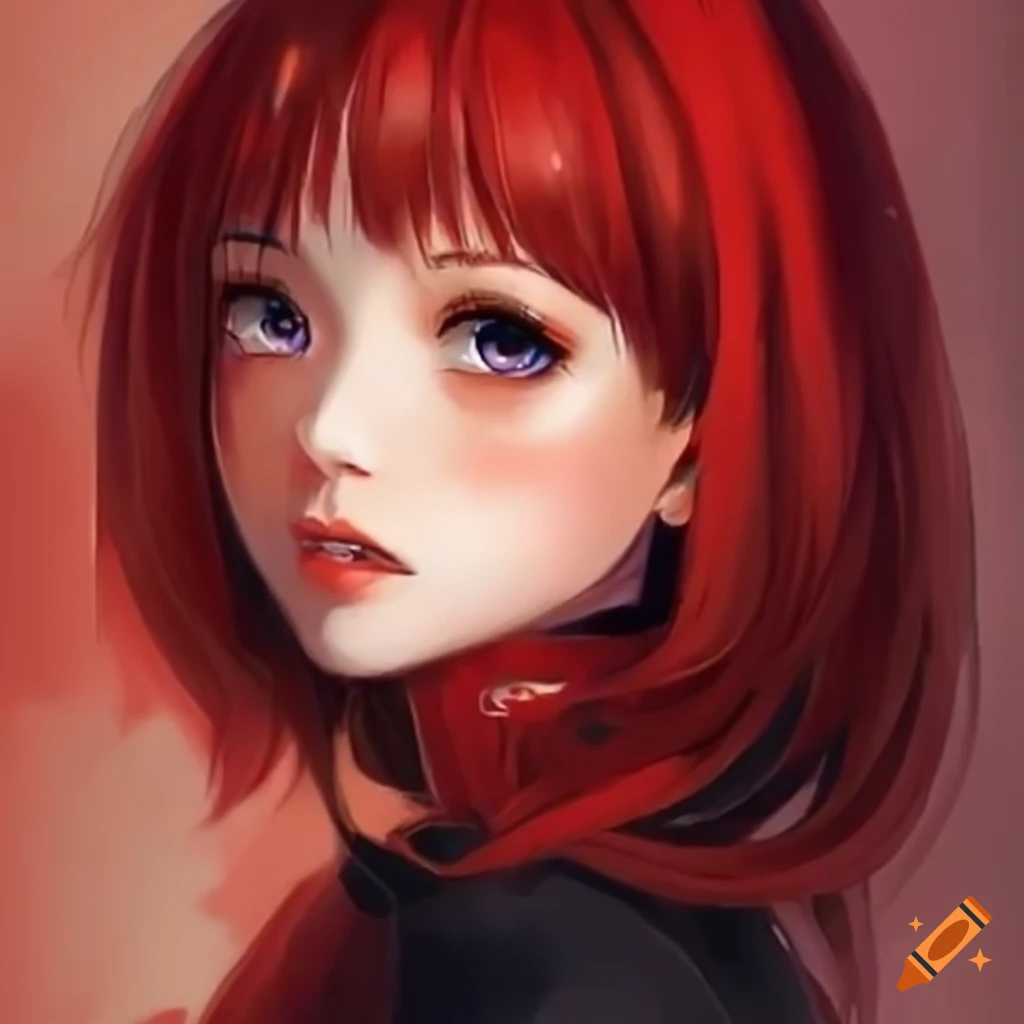 Red-wearing cute anime girl