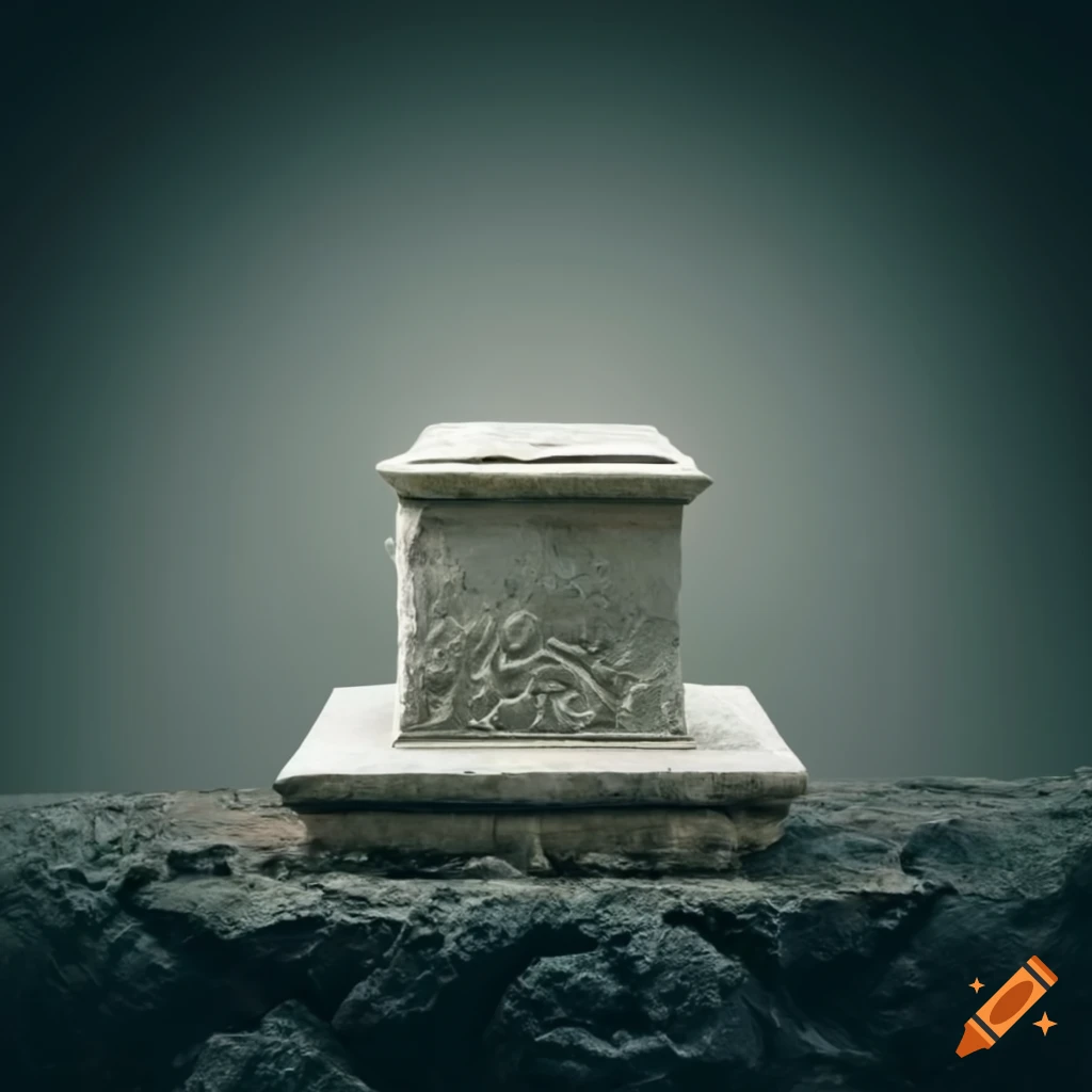 Carved stone tombstone with an open book on Craiyon