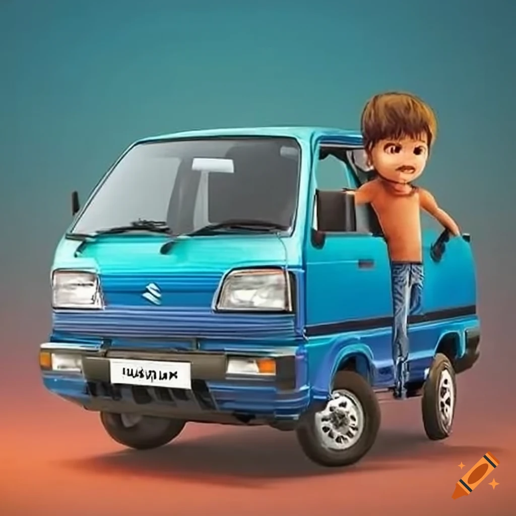 Blue maruti suzuki omni van with number 3814