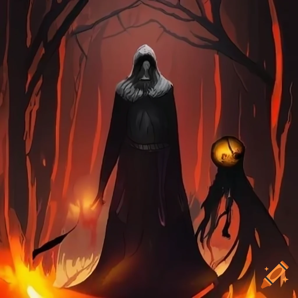 Image depicting a foreboding scene in a dark forest on Craiyon