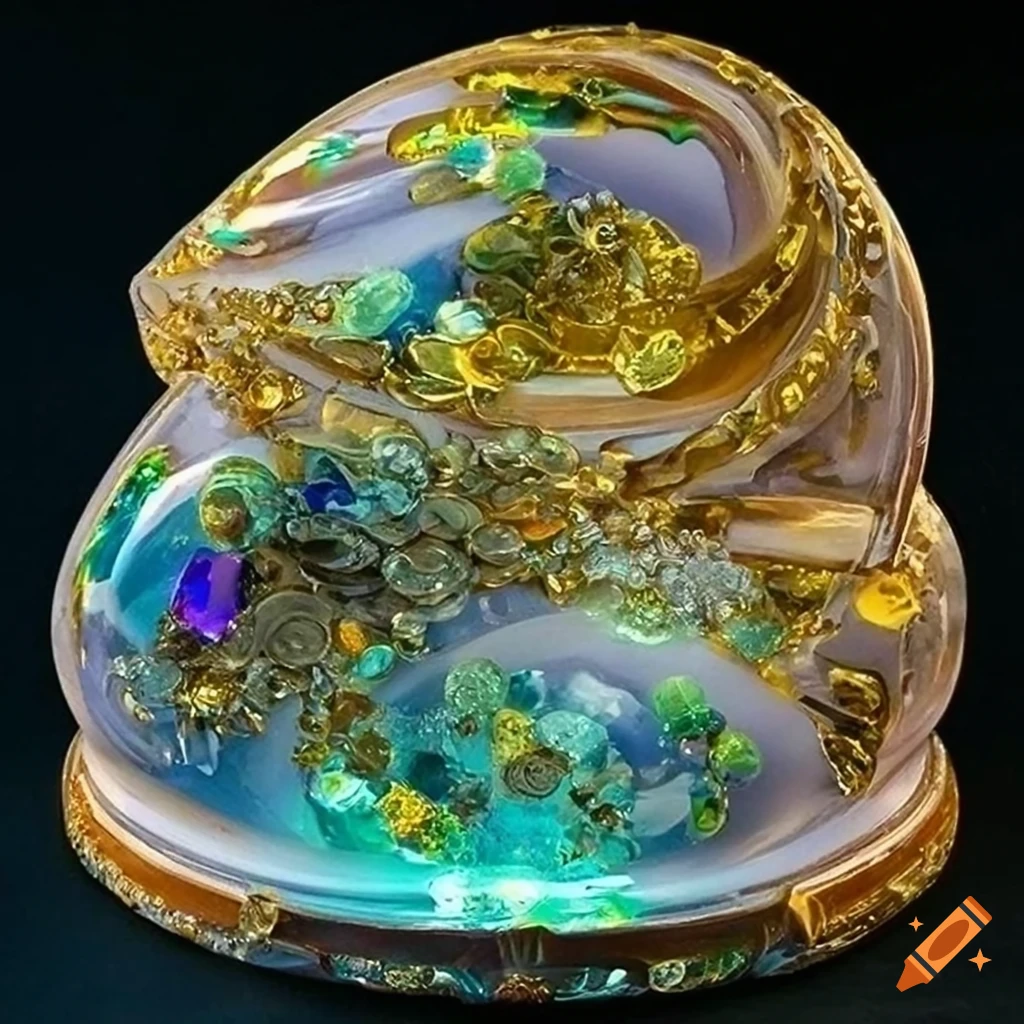 Sculpture with intricate details made of colored marble on Craiyon