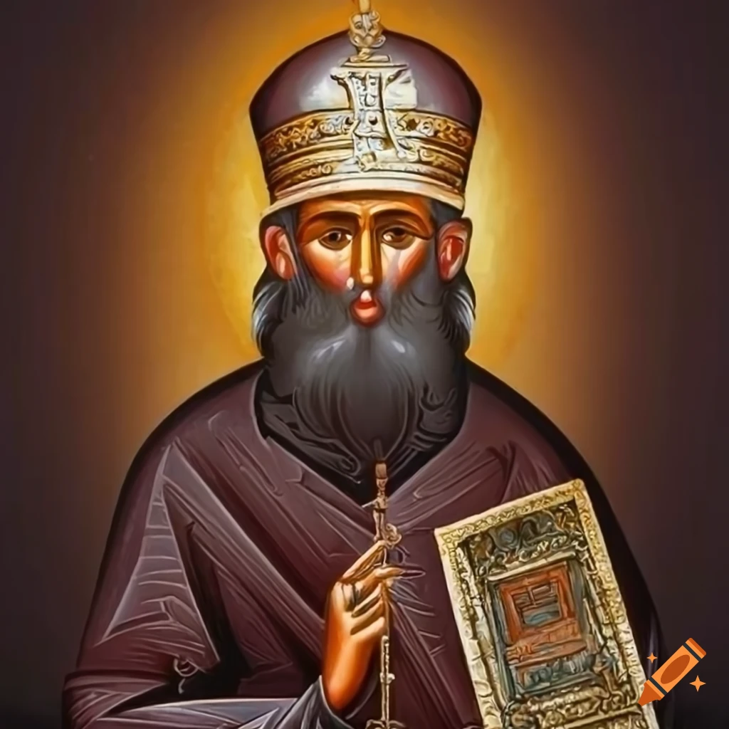 Greek orthodox icon of a monk in royal attire