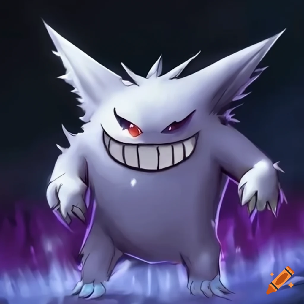 Laughing white evolved gengar pokémon