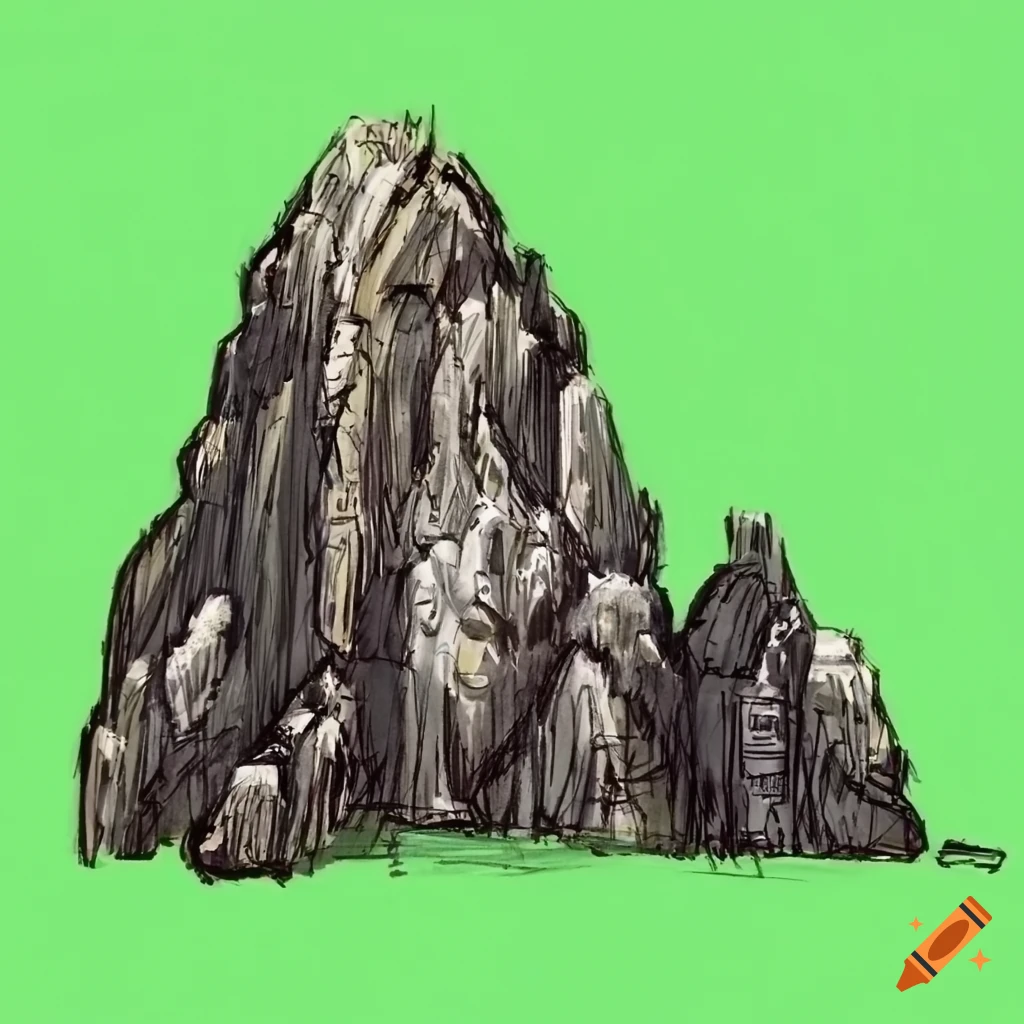 Sketch of a rocky mountain