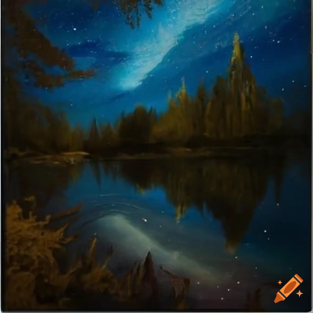 Hyper-realistic image of starry night painting on Craiyon
