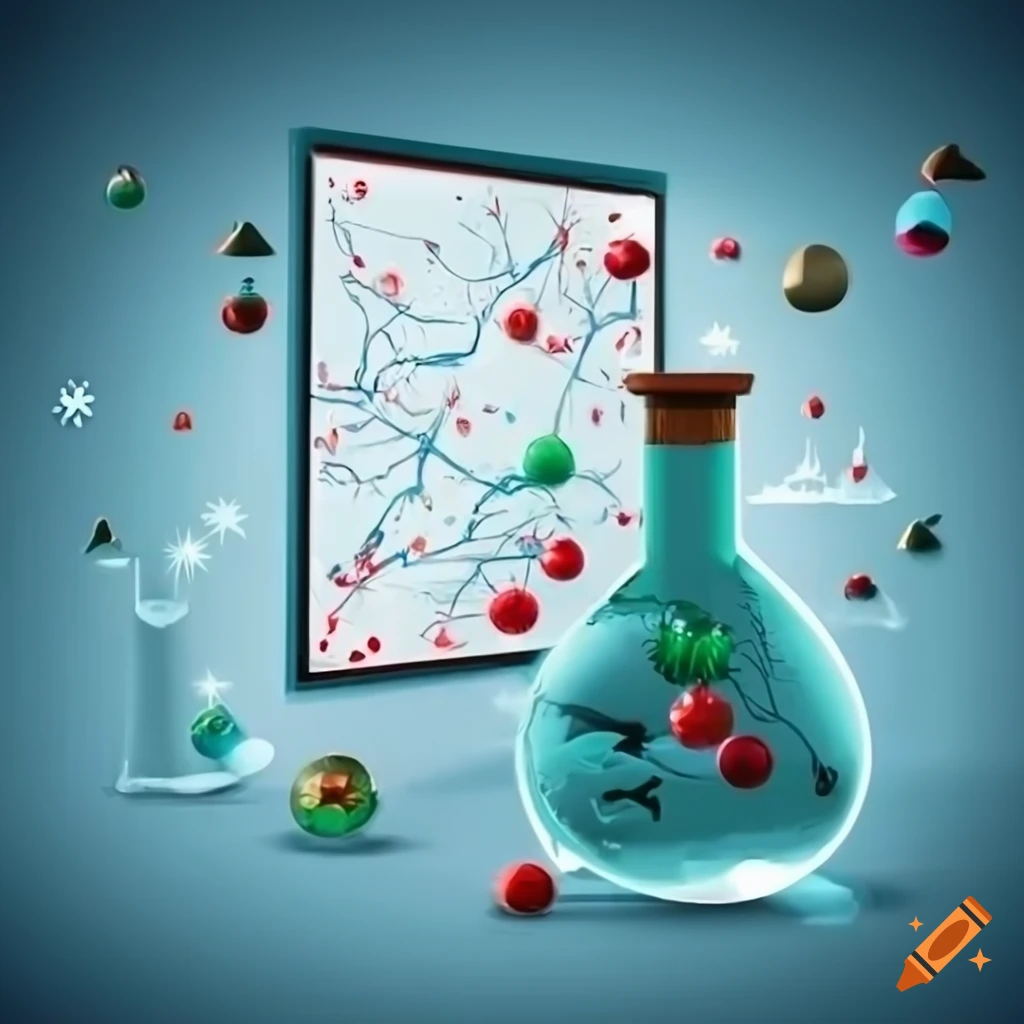 Science themed christmas background with people working on a whiteboard