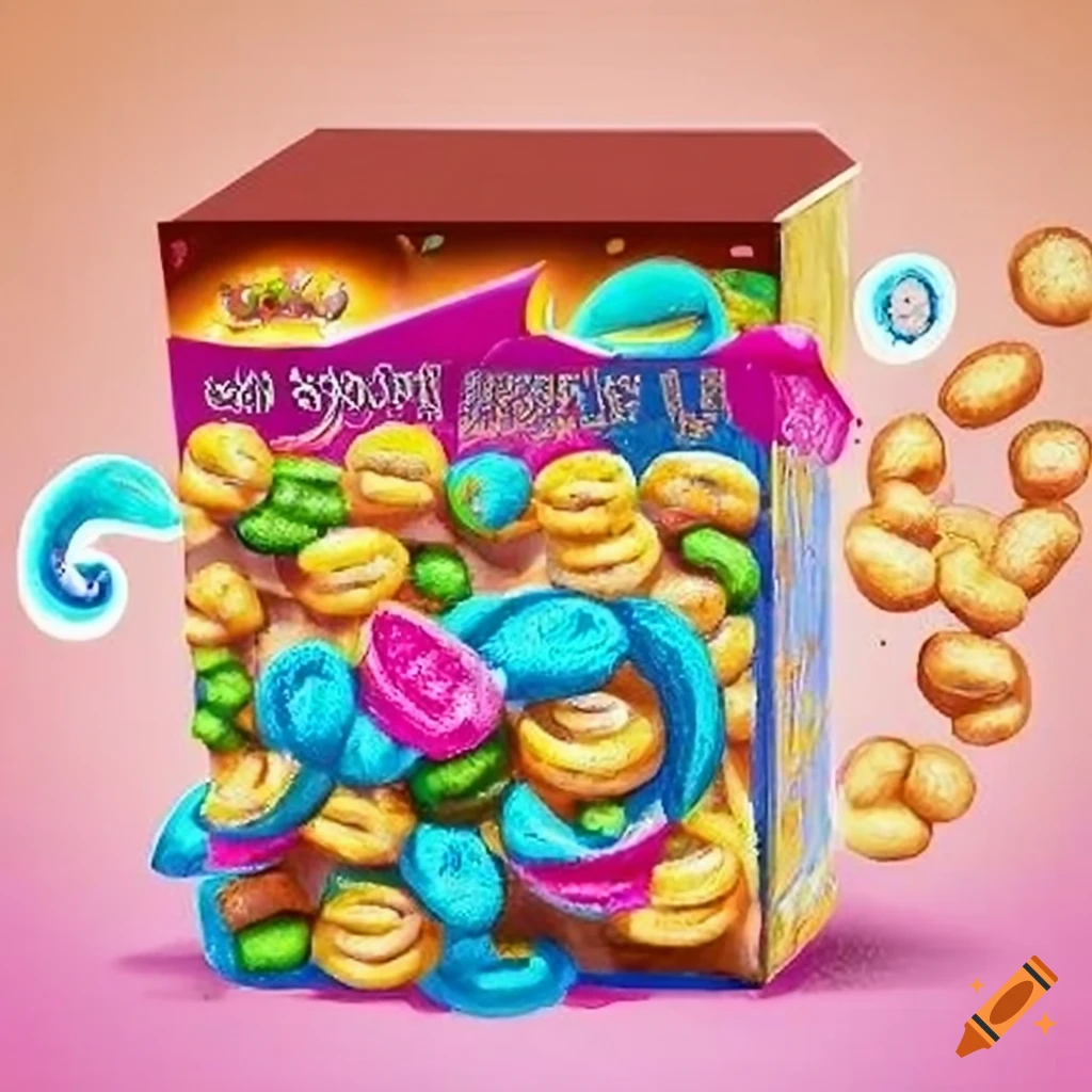 Front and back of magic mane crunchies cereal box