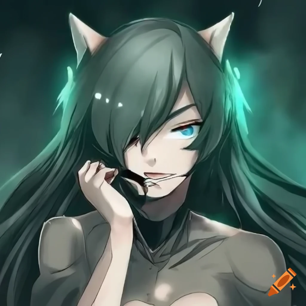 Anime villain with wolf ears and dragon-like eyes on Craiyon