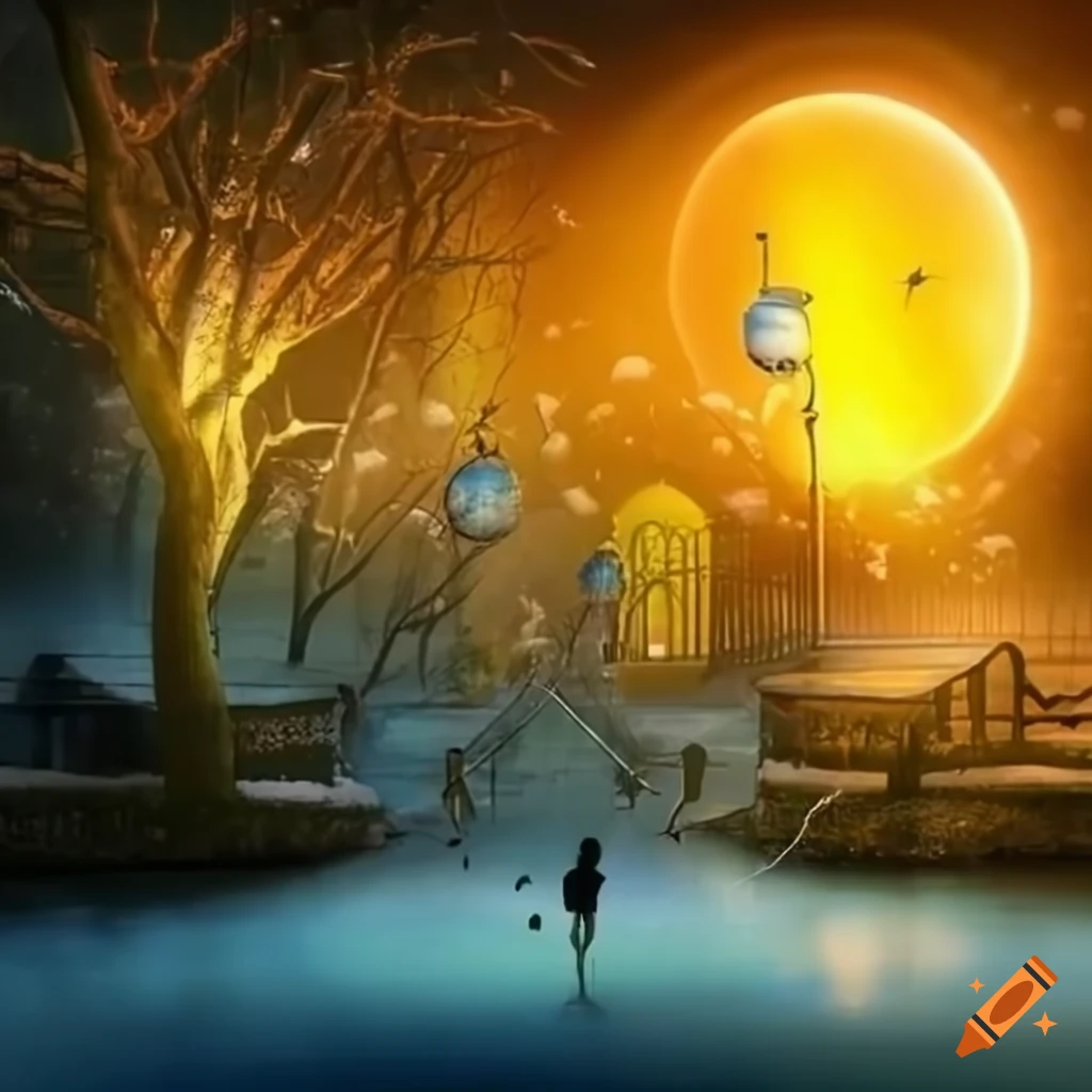 Surreal park with strange creatures and fantastical elements on Craiyon