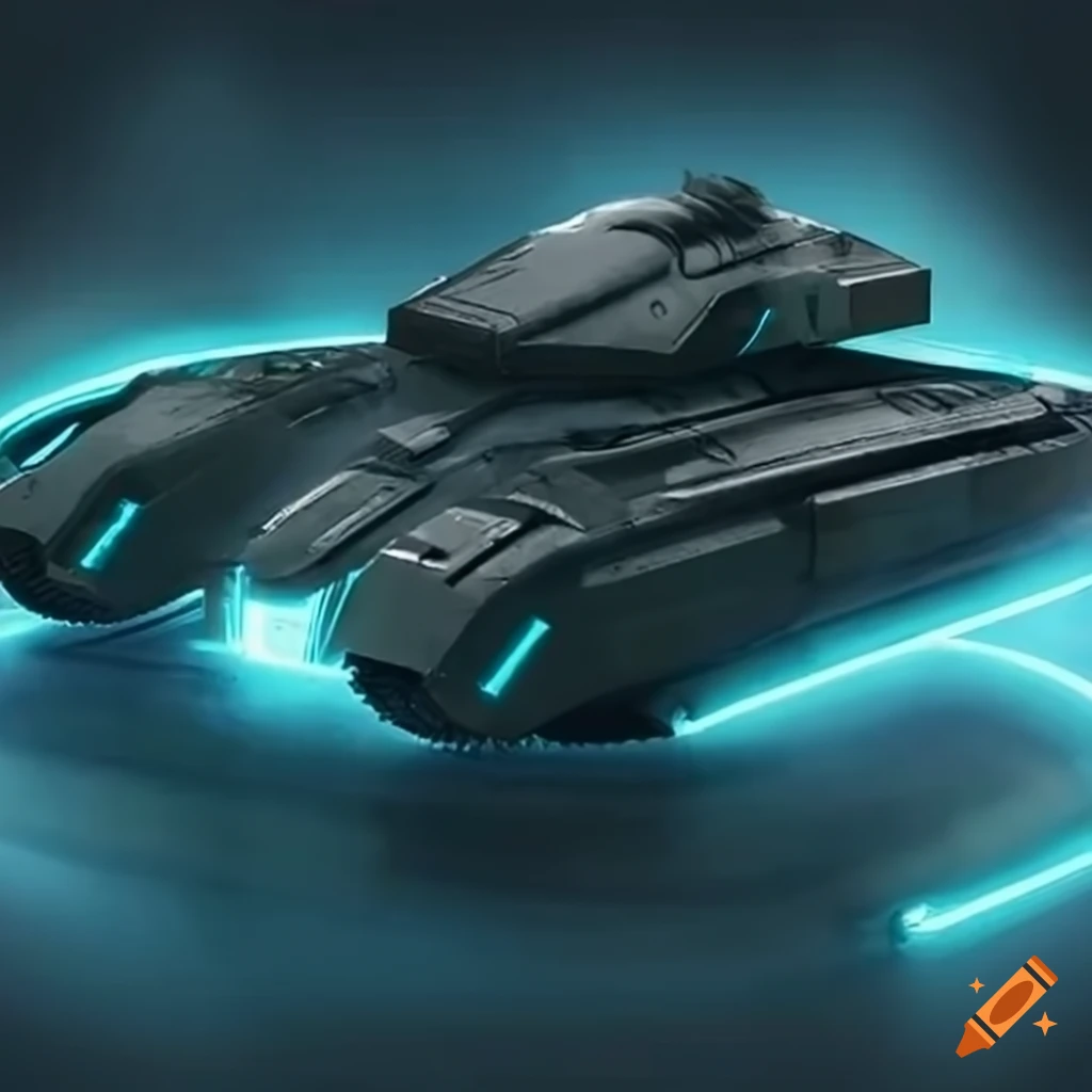 Futuristic tank in tron style