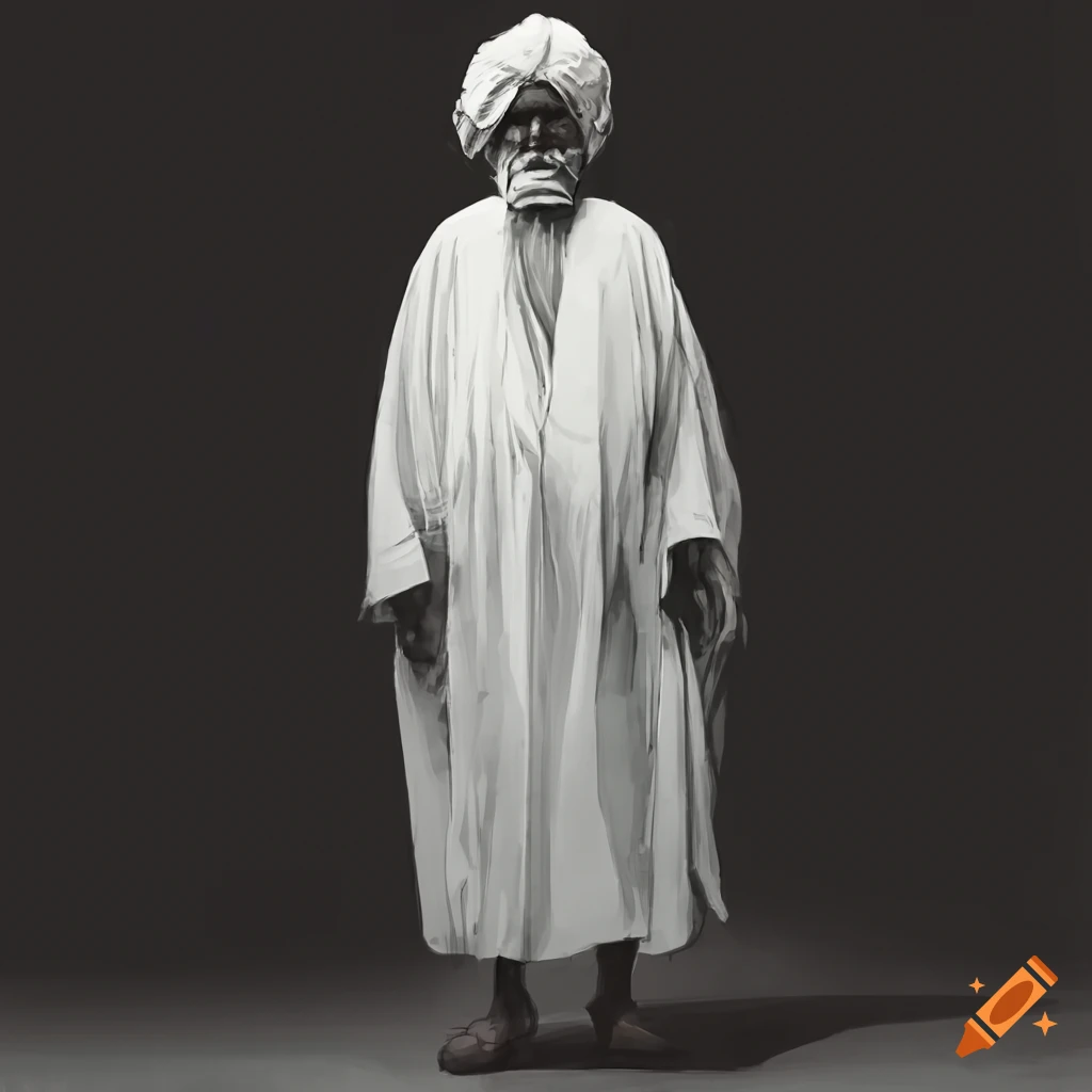 Portrait of an old libyan man in traditional clothing