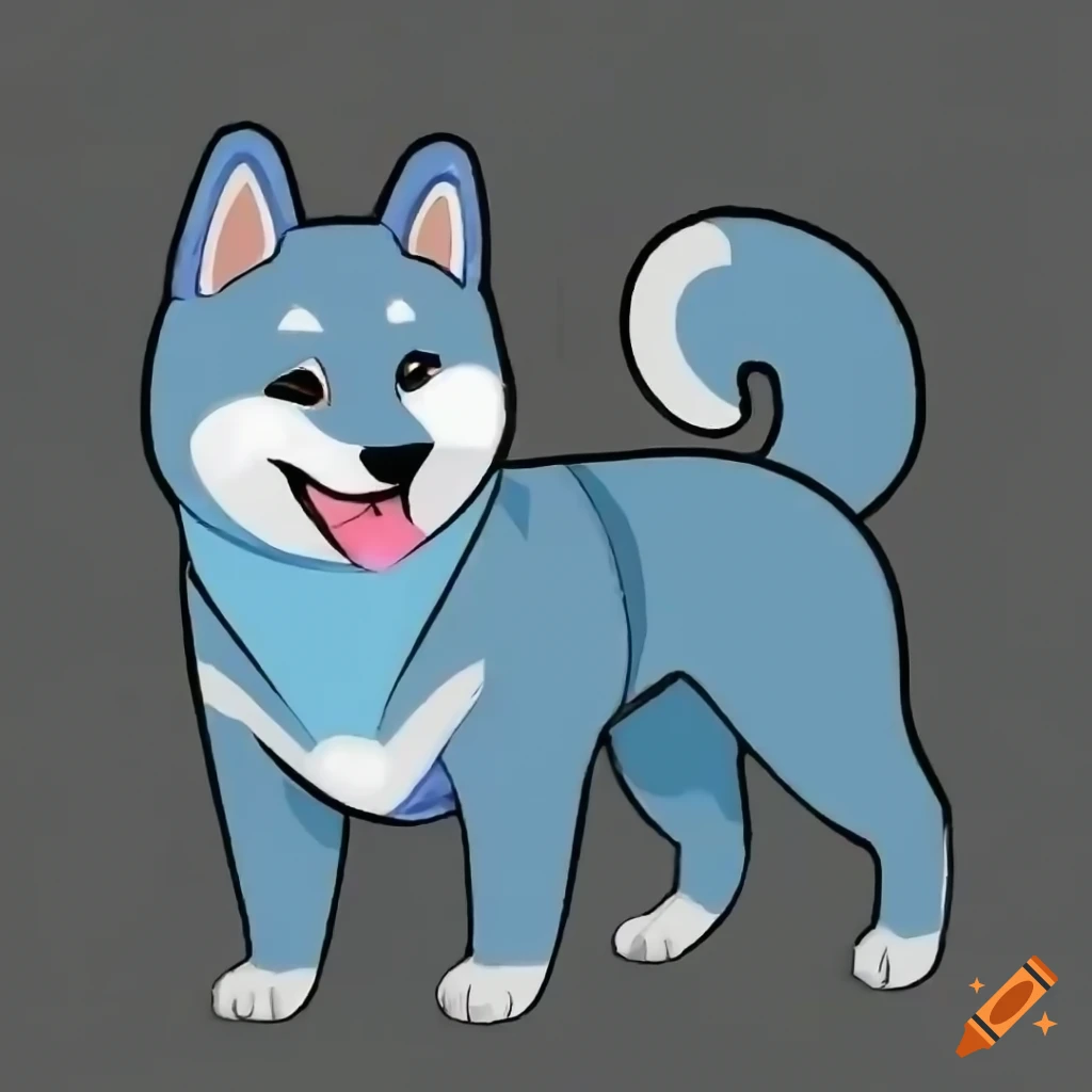 Detailed front view of a blue Shiba Inu on Craiyon