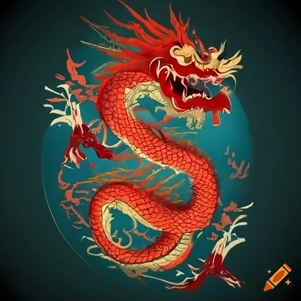 Traditional japanese style dragon artwork