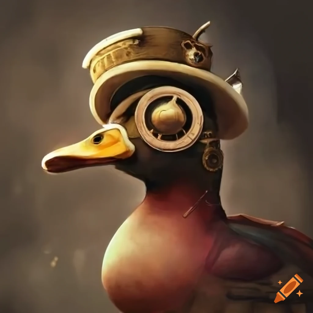 Steampunk-inspired duck artwork
