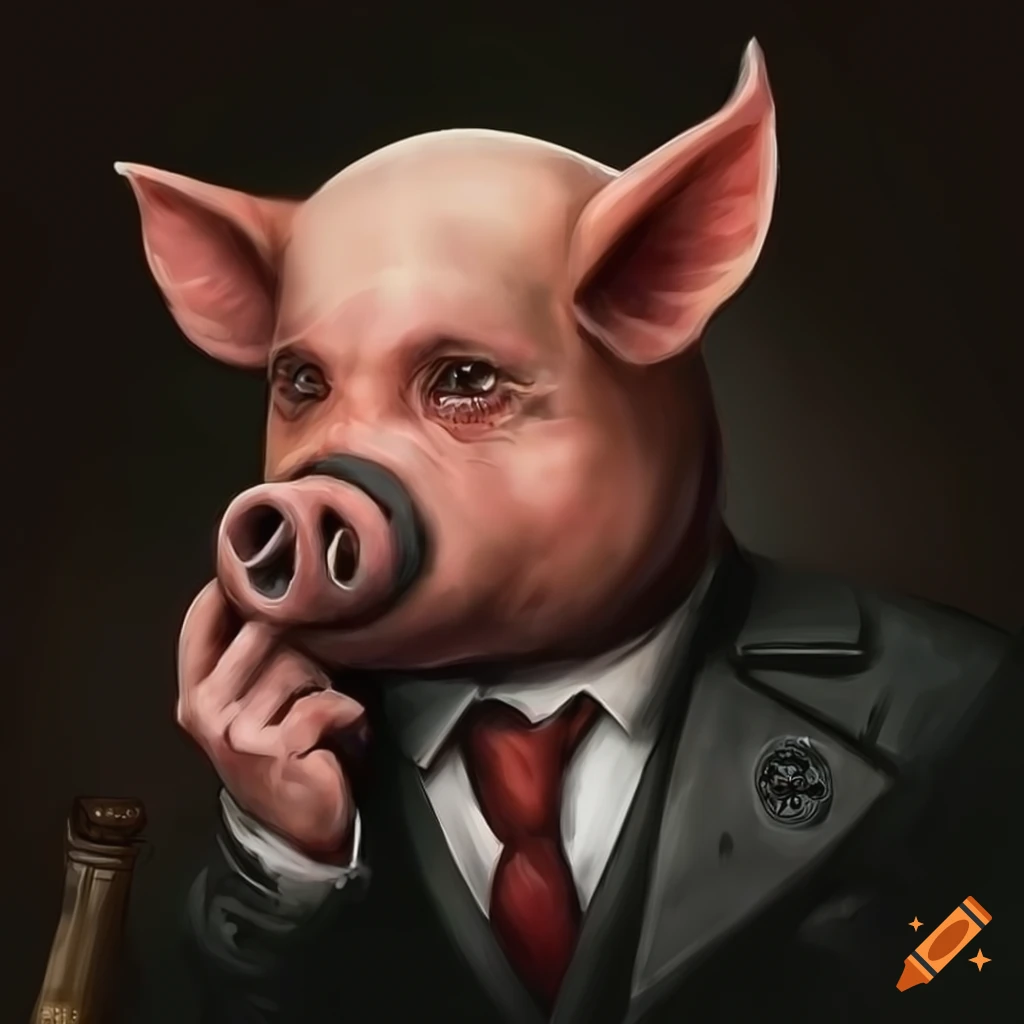 Gangster pig smoking a blunt on Craiyon