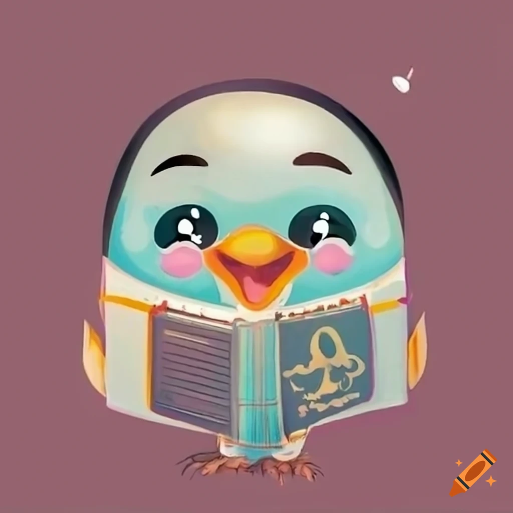 Cute penguin with a journal