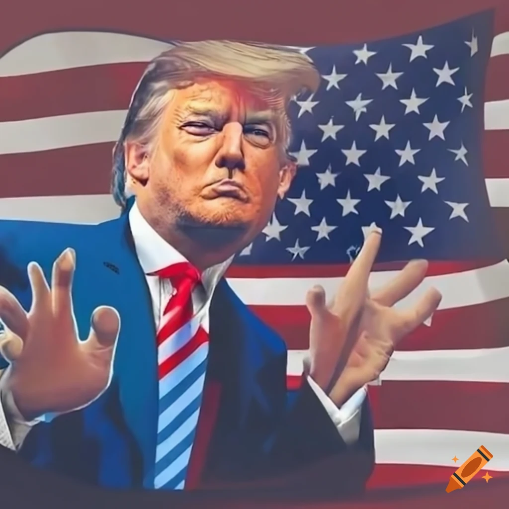 Portrait of donald trump with usa flag background