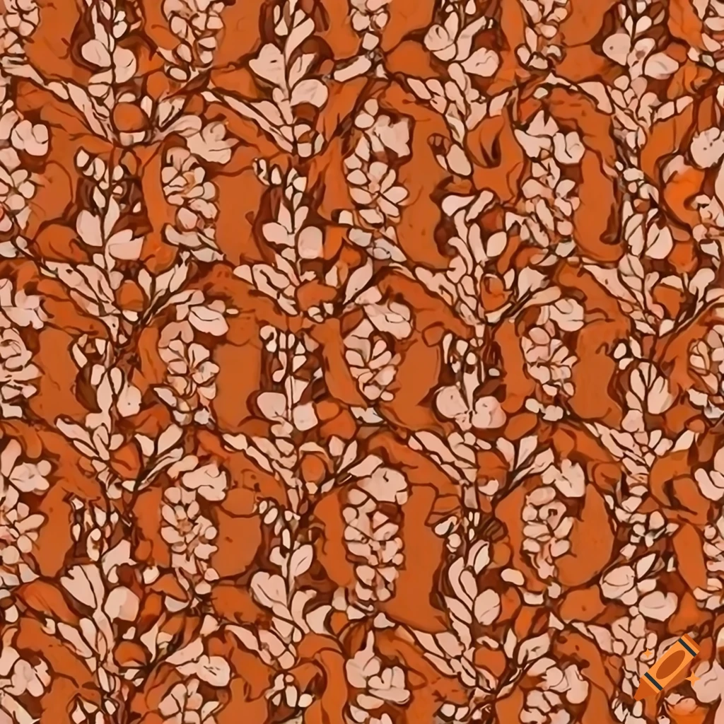 Burnt orange wisteria pattern