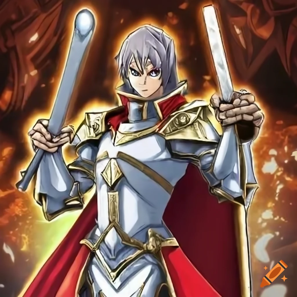 Yugioh card art of a noble religious warrior on Craiyon