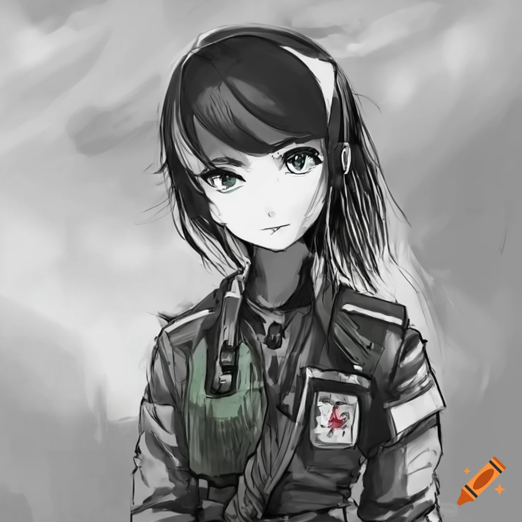 Sketch of a turkish air force anime girl pilot