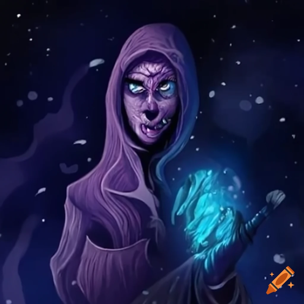 Image of a wizard casting an icy spell in a snowy blizzard on Craiyon