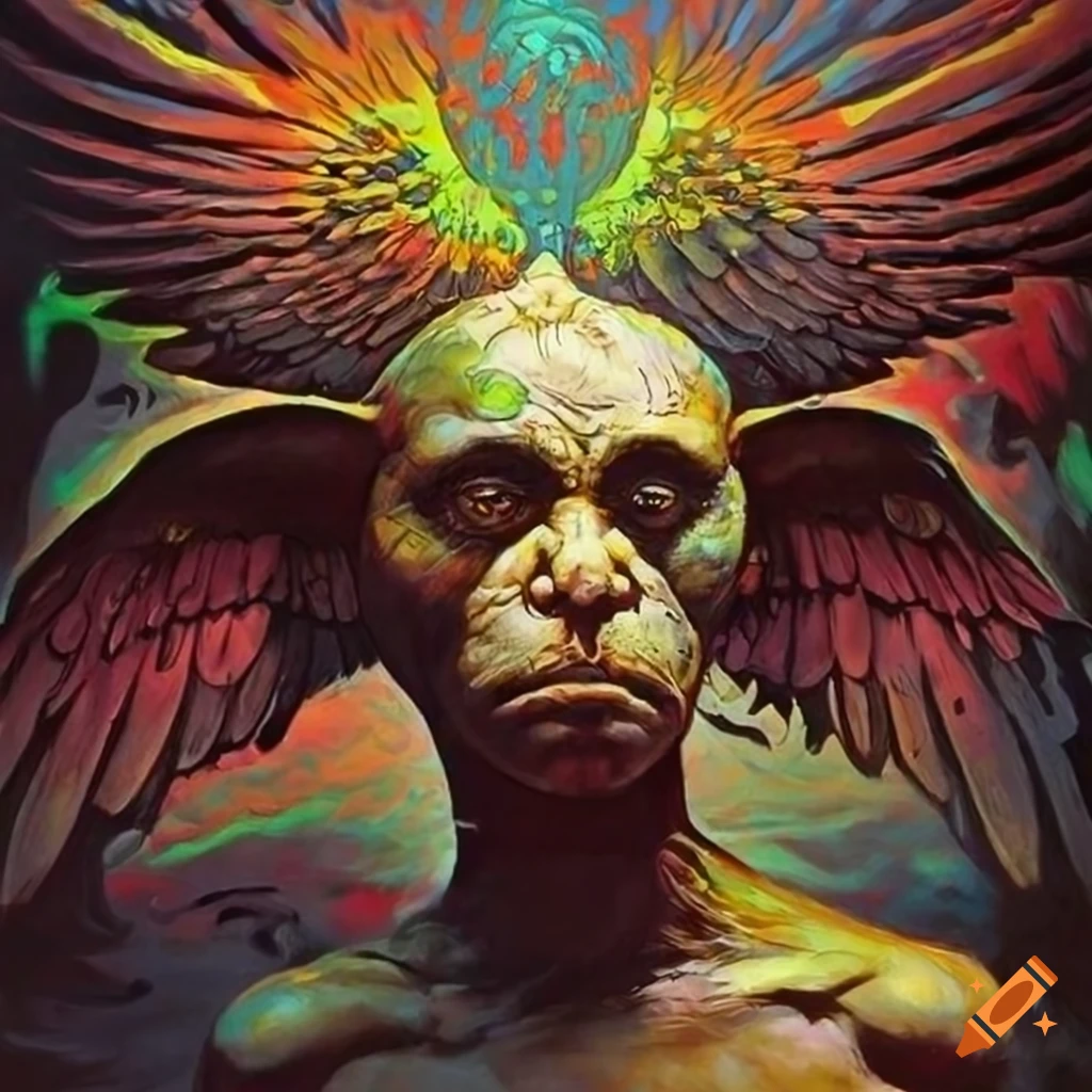 Collage of psychedelic art by various artists on Craiyon