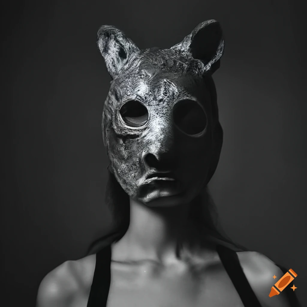 Eerie photograph of a figure with an animal mask