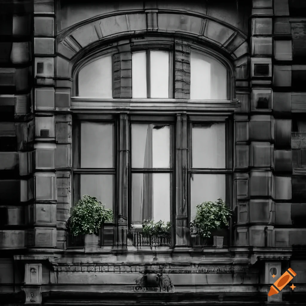 Front view of a black haussmannien window