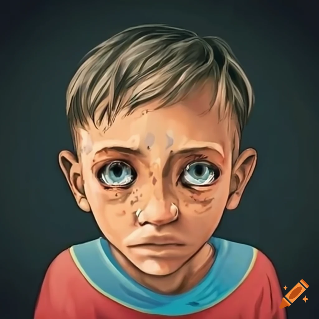 Image of a pale-faced boy in a classroom