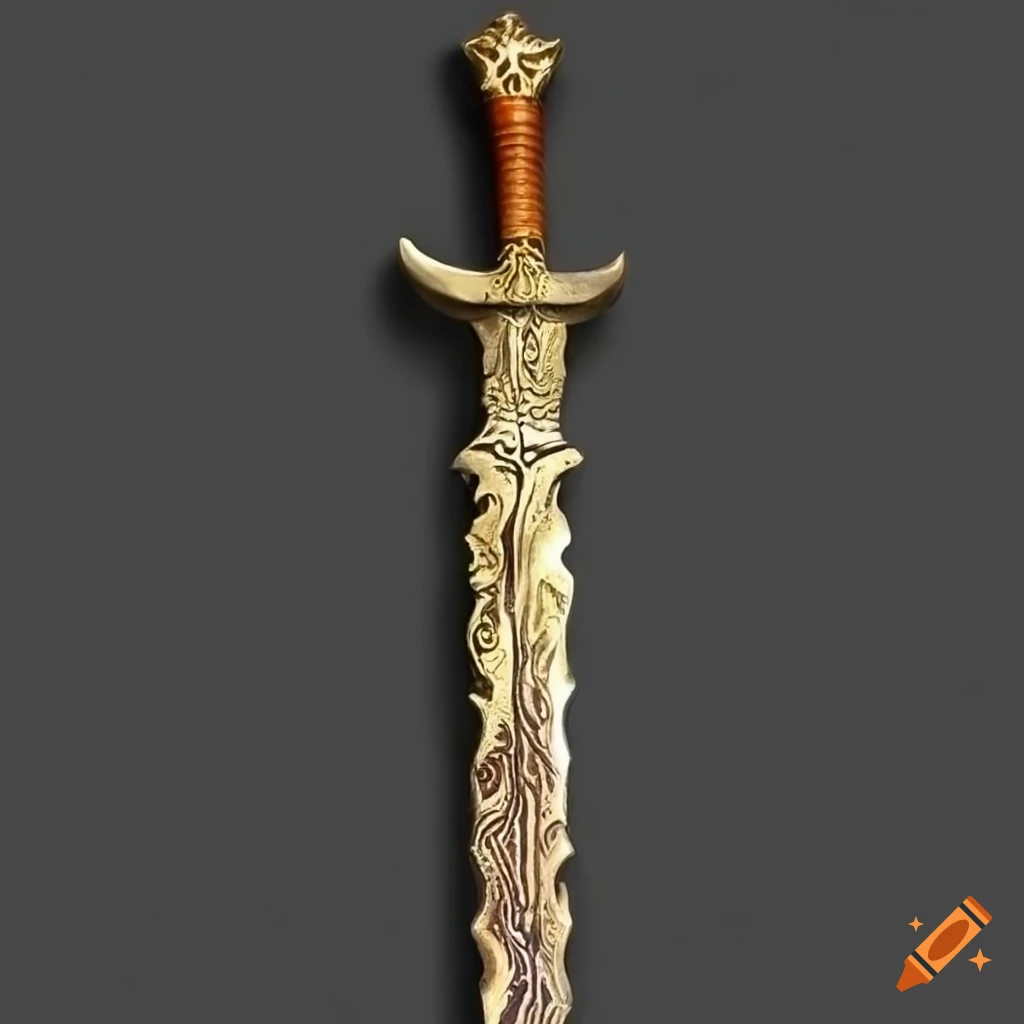 Golden damascus kris sword on Craiyon
