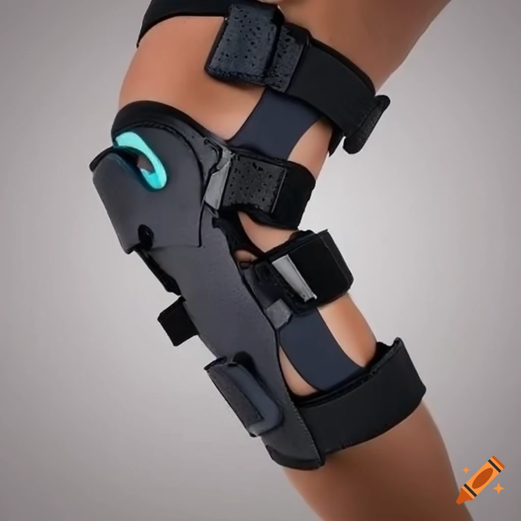 Knee orthosis with electrstimulating components on Craiyon