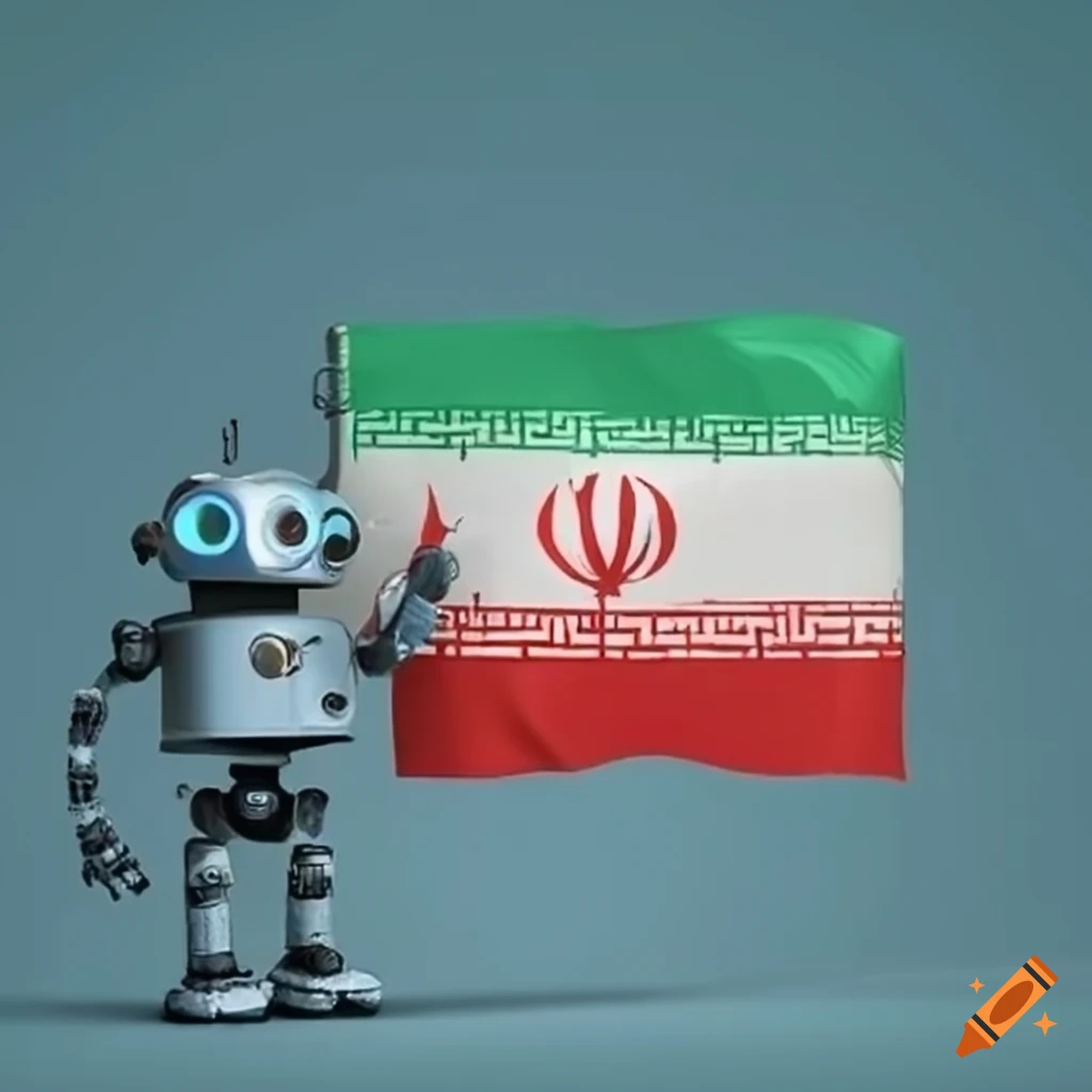 Image of a robot with iran flag