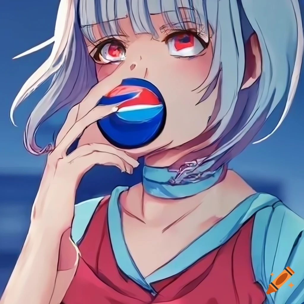 Illustration of an anime girl enjoying pepsi