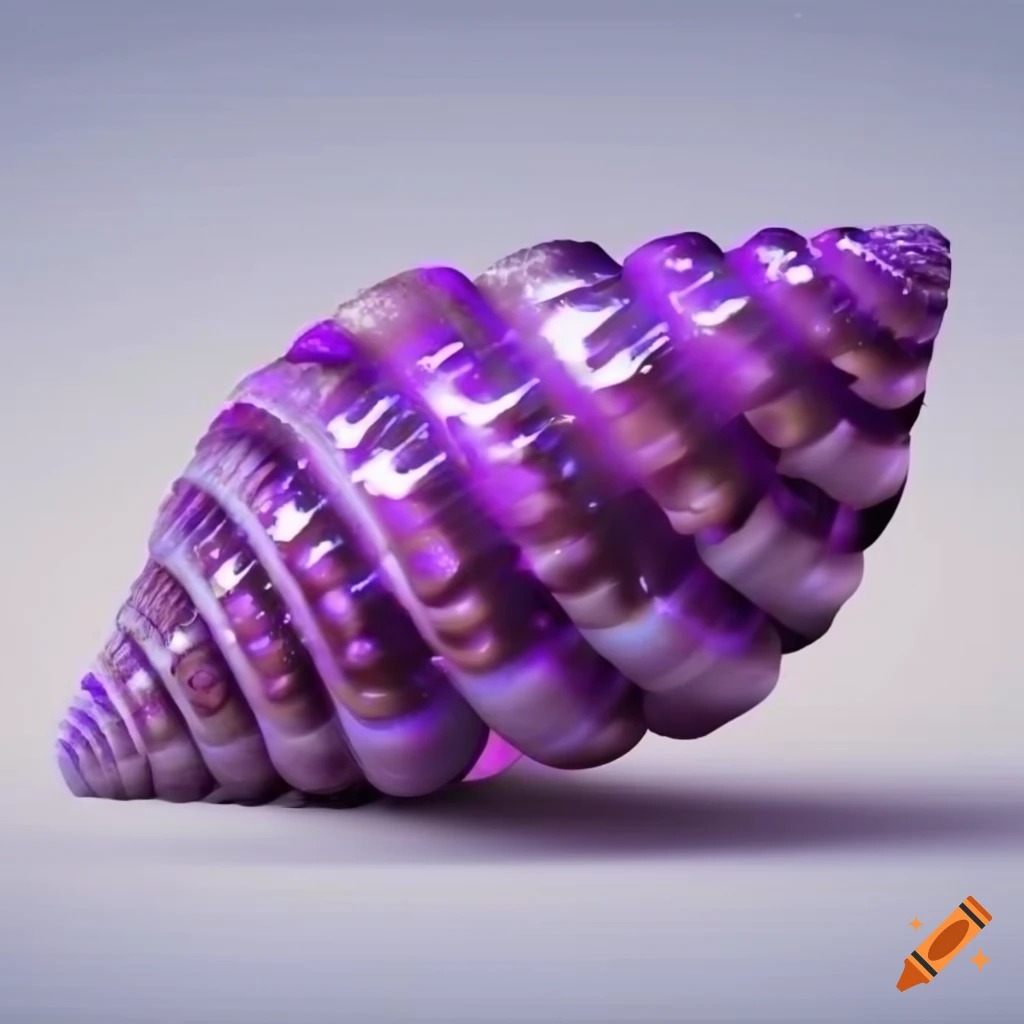 Purple glittering seashell on white background