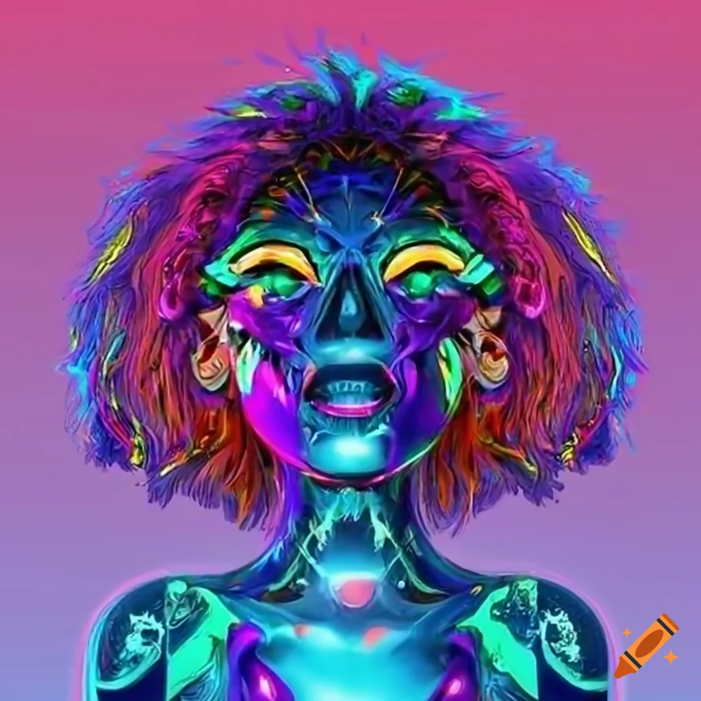 Hyper-detailed neon cartoon character in SVG format on Craiyon