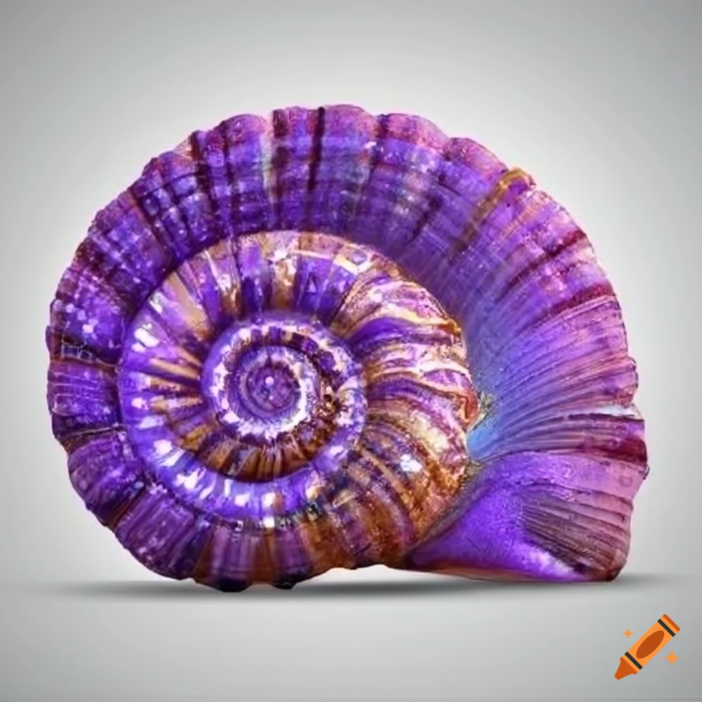 Purple spiral seashell on white background