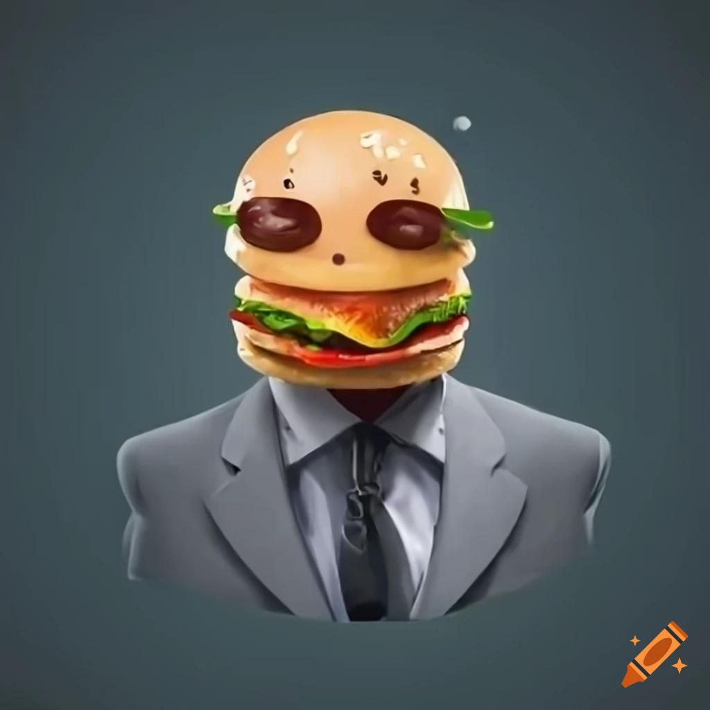 Creative concept of a man with a hamburger head