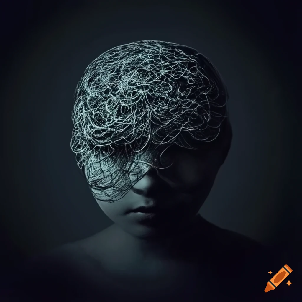 Artistic representation of anxiety with dark clouds and tangled lines ...