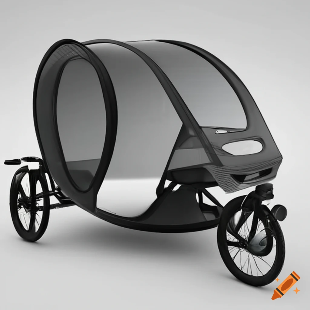 Futuristic tricycle rickshaw with pod-like design on Craiyon